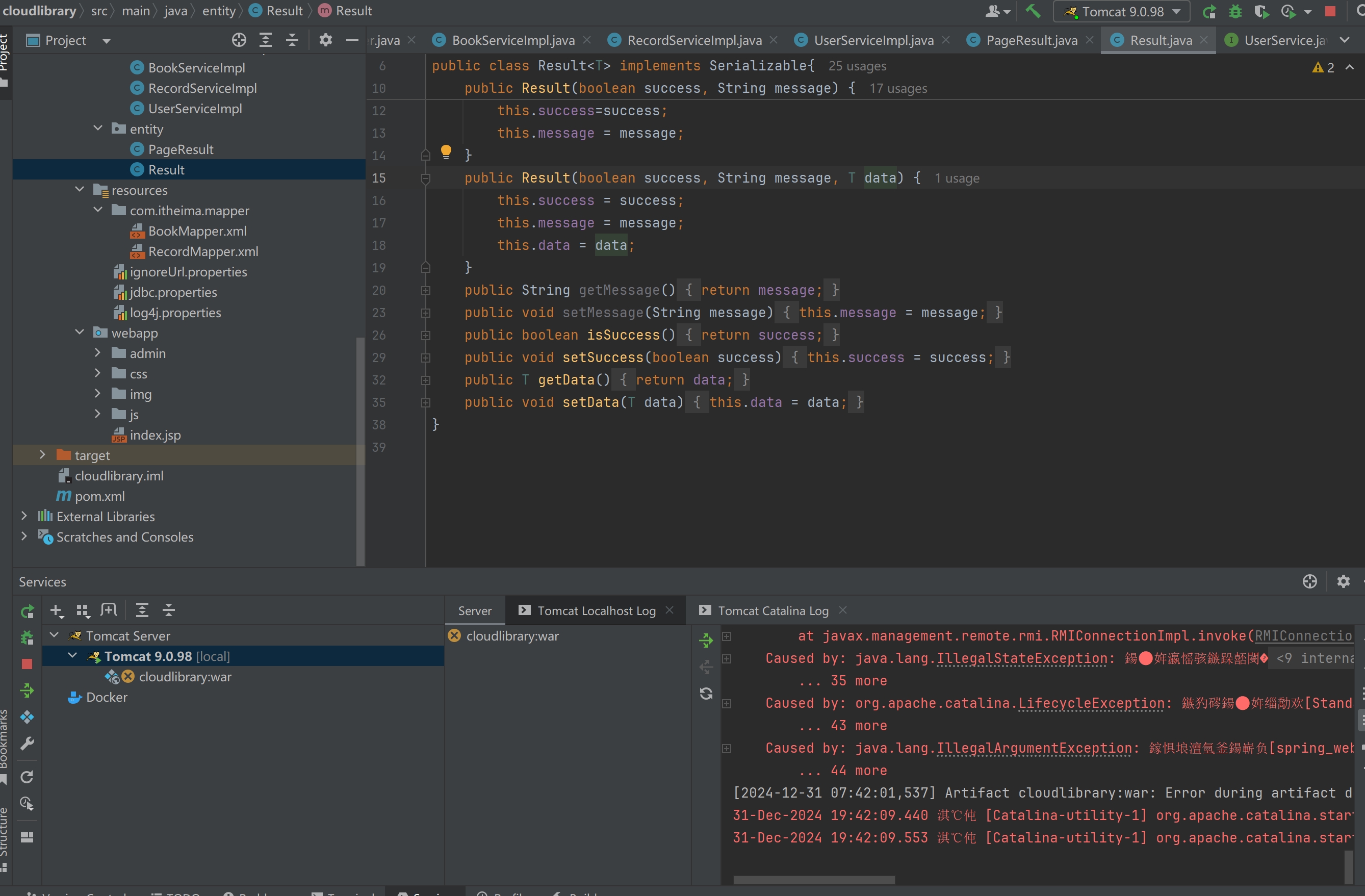 为什么解压后用idea打开不能用Tomcat打开啊，代码也没问题 - JavaEE企业级应用开发教程第2版源码资源 - GitCode
